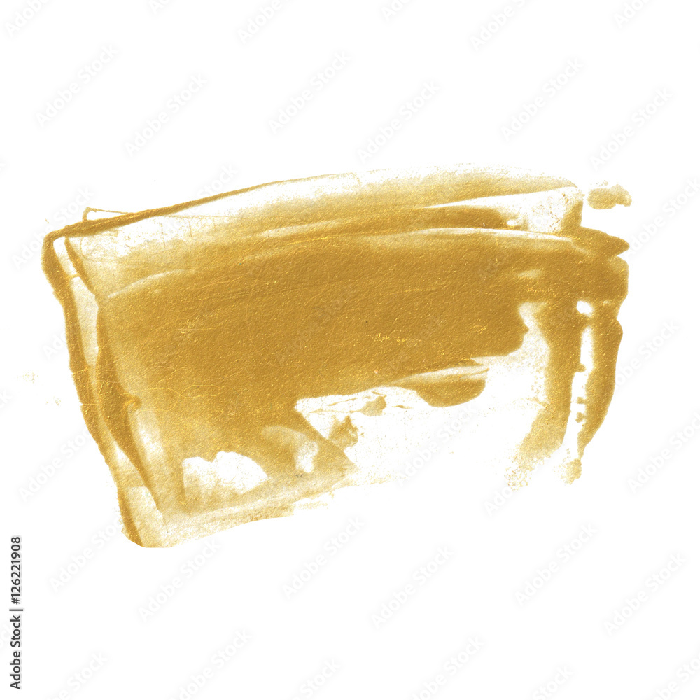 Golden paint stain isolated on white background. Shiny gold texture ...