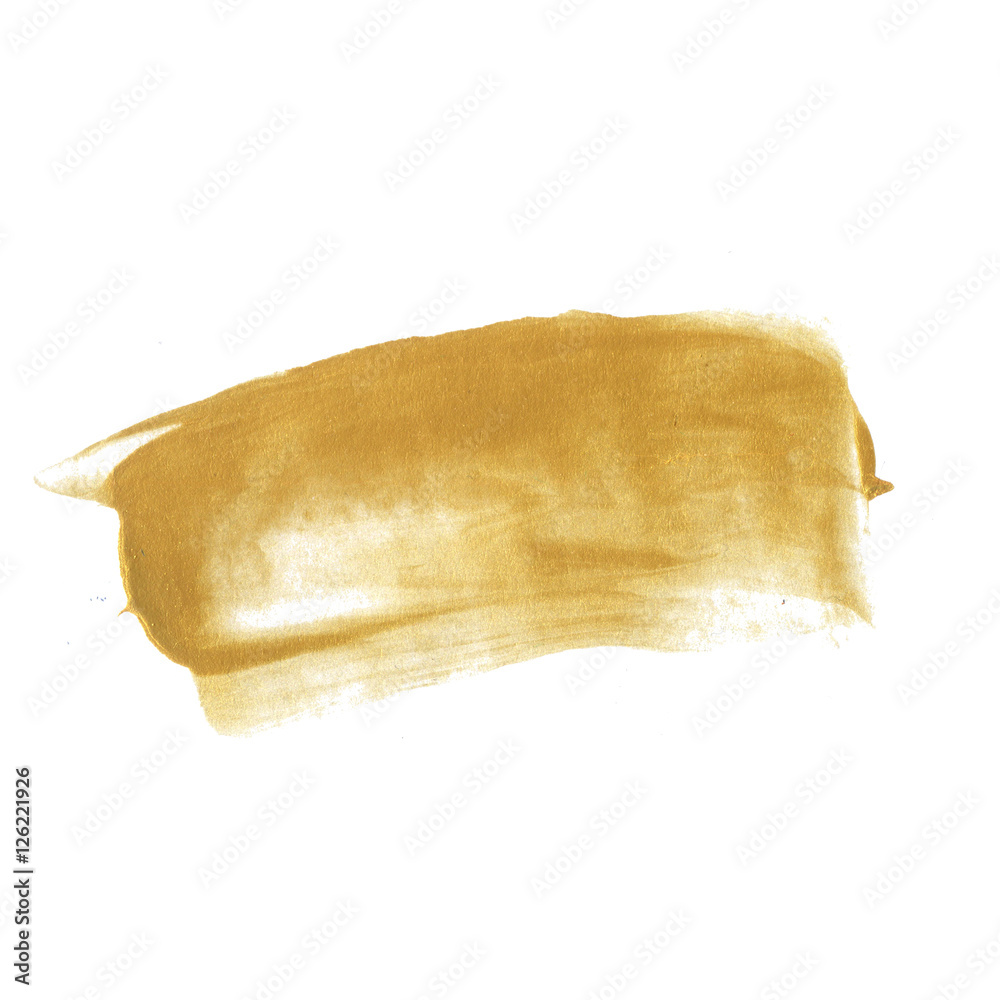 Golden paint stain isolated on white background. Shiny gold texture ...