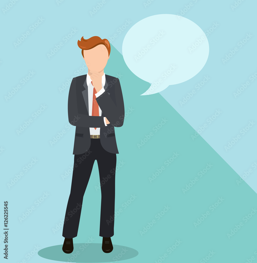 Businessman thinking at full length portrait. Business concept ...