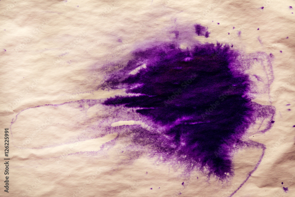 violet ink blot isolated on white crumpled paper Stock Photo | Adobe Stock