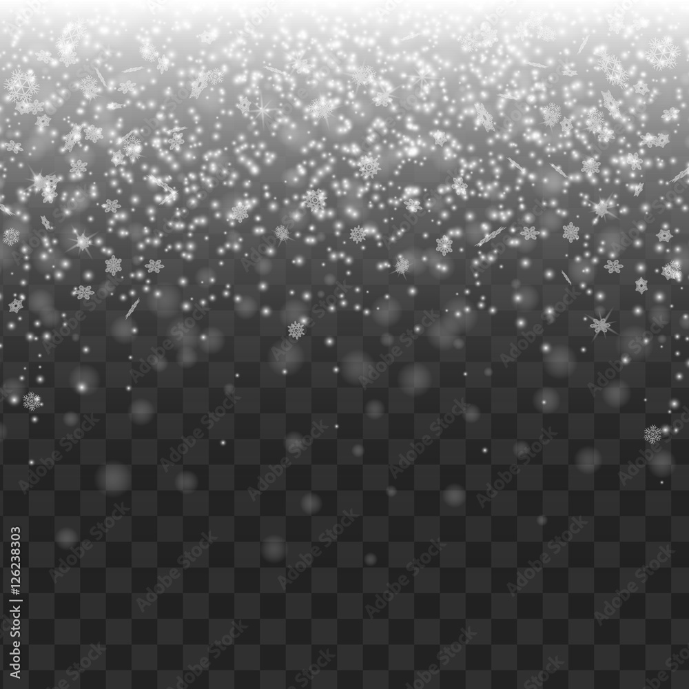 Snow on transparent background. Winter snowfall. Stock Vector | Adobe Stock