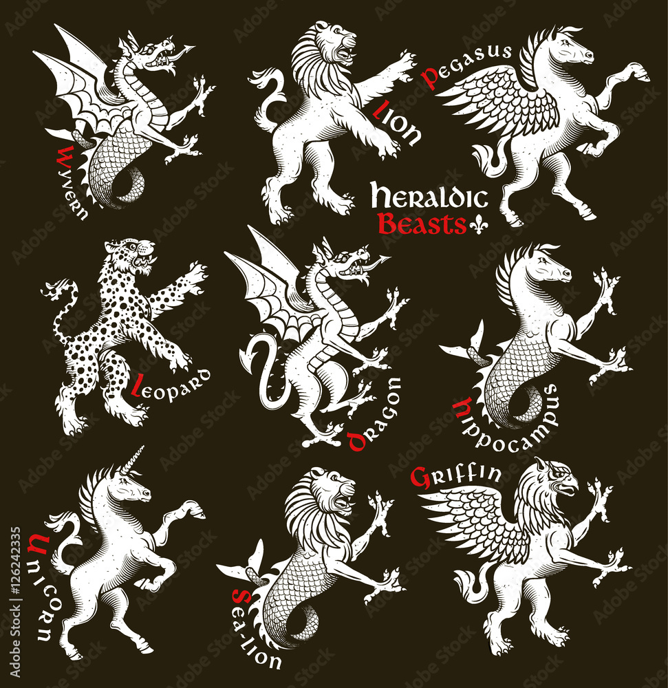 Heraldic beasts. Vector Illustration. Stock Vector | Adobe Stock