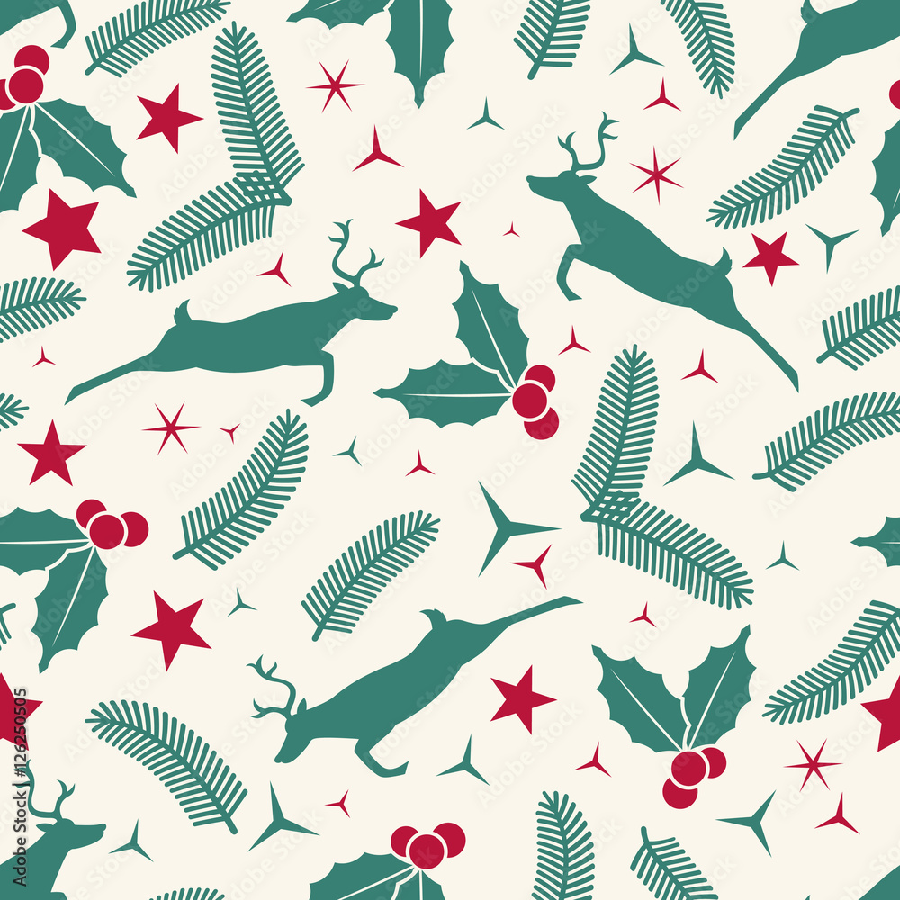Vintage Christmas Seamless Pattern Stock Vector | Adobe Stock