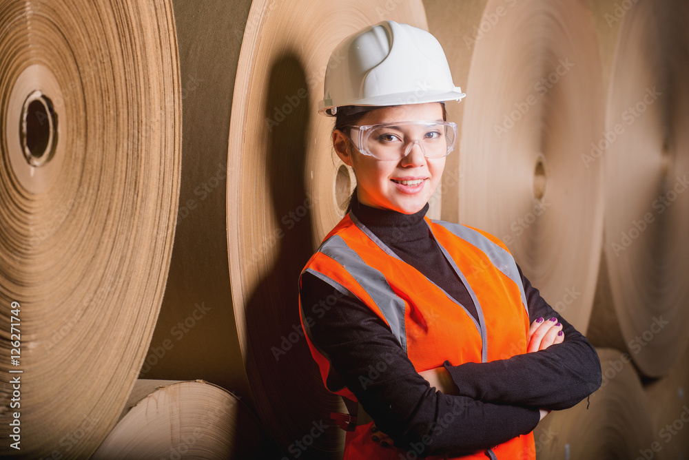 Paper mill factory worker Stock Photo | Adobe Stock