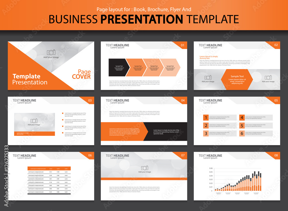 Page layout design for presentation and brochure and book template with ...