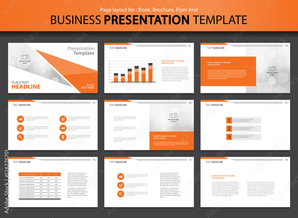 Page layout design for presentation and brochure and book template with ...