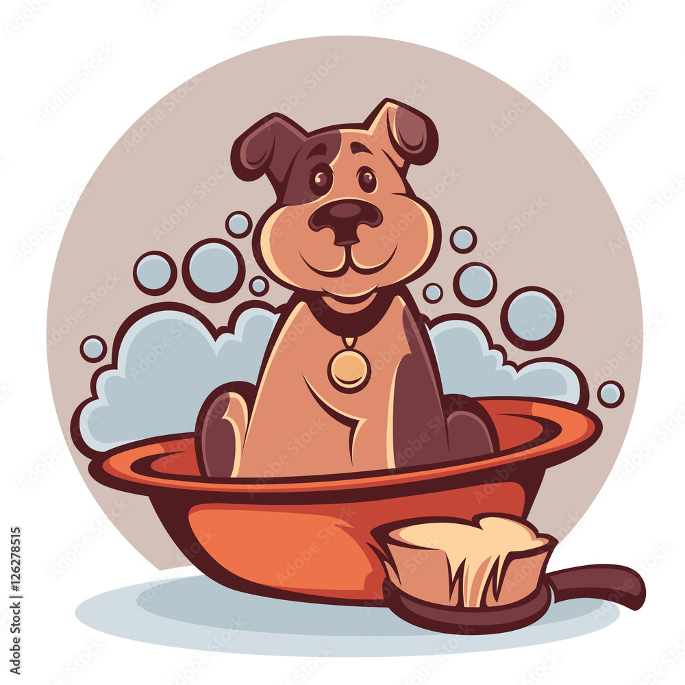 Bathing A Dog Clipart