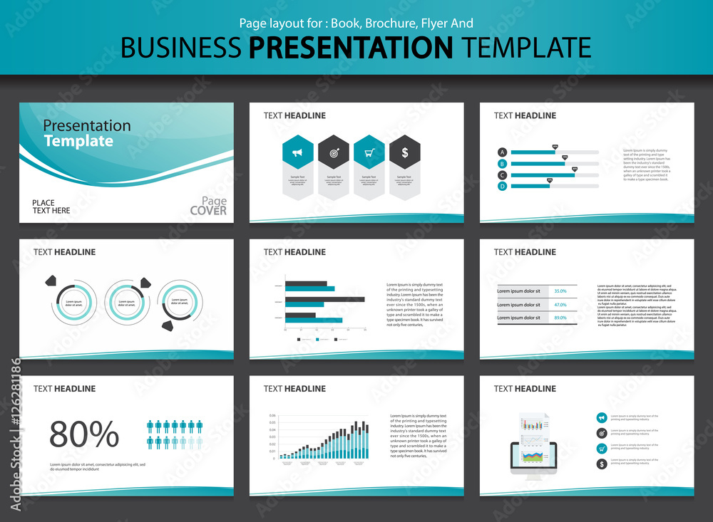 Page layout design for presentation and brochure and book template with ...