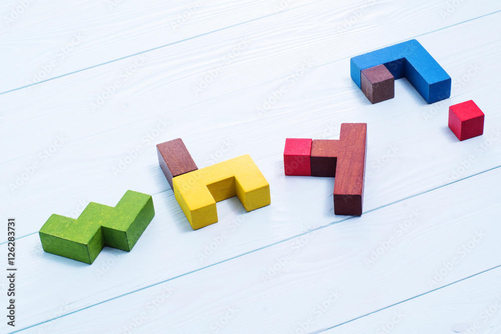 The word why and question mark made from colored wooden puzzles. Stock ...