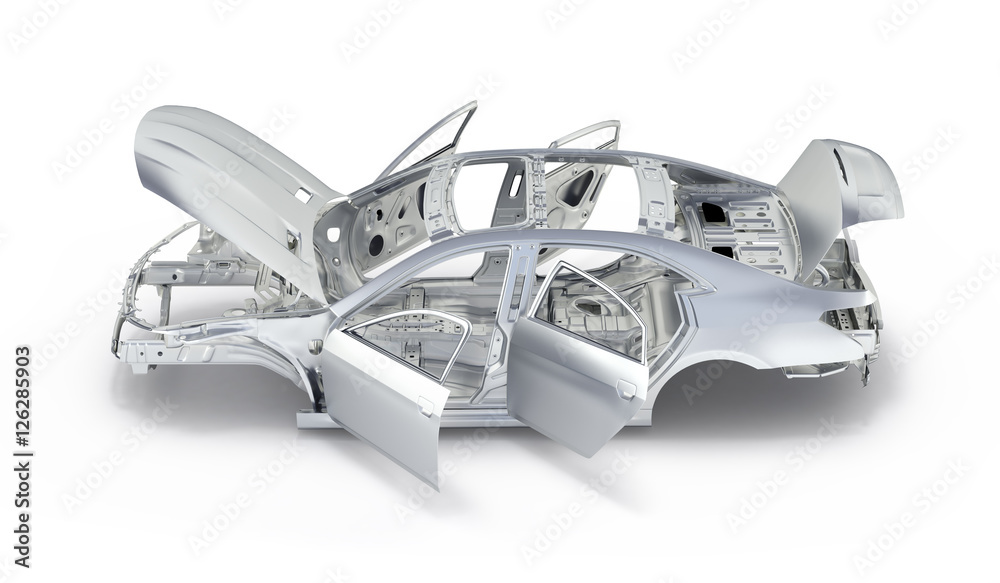 body car with no wheel isolated on white background side view 3d Stock ...