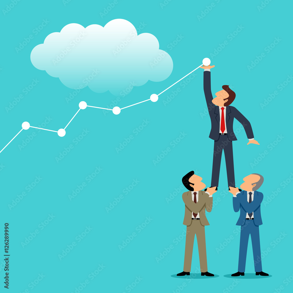 Helping each other to increase the graphic chart Stock Vector | Adobe Stock