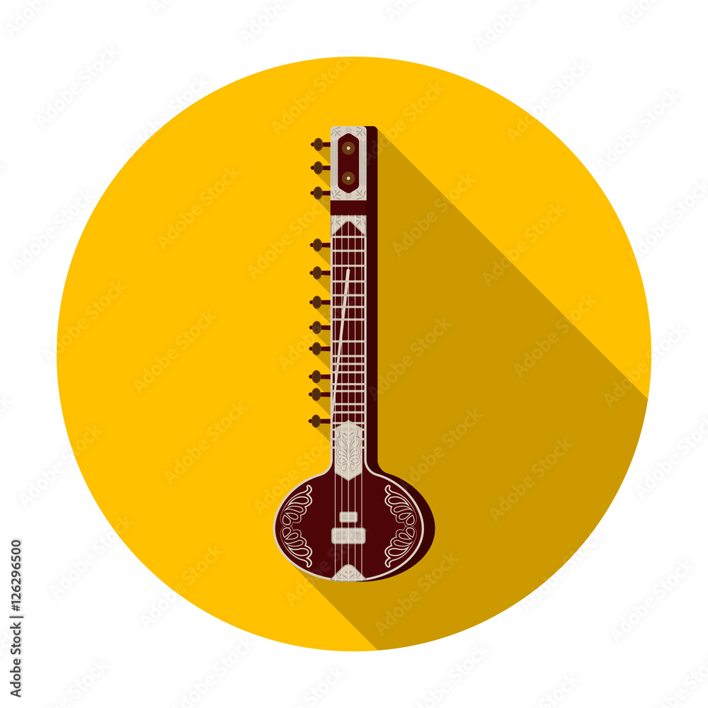 Sitar icon in flat style isolated on white background. India symbol ...