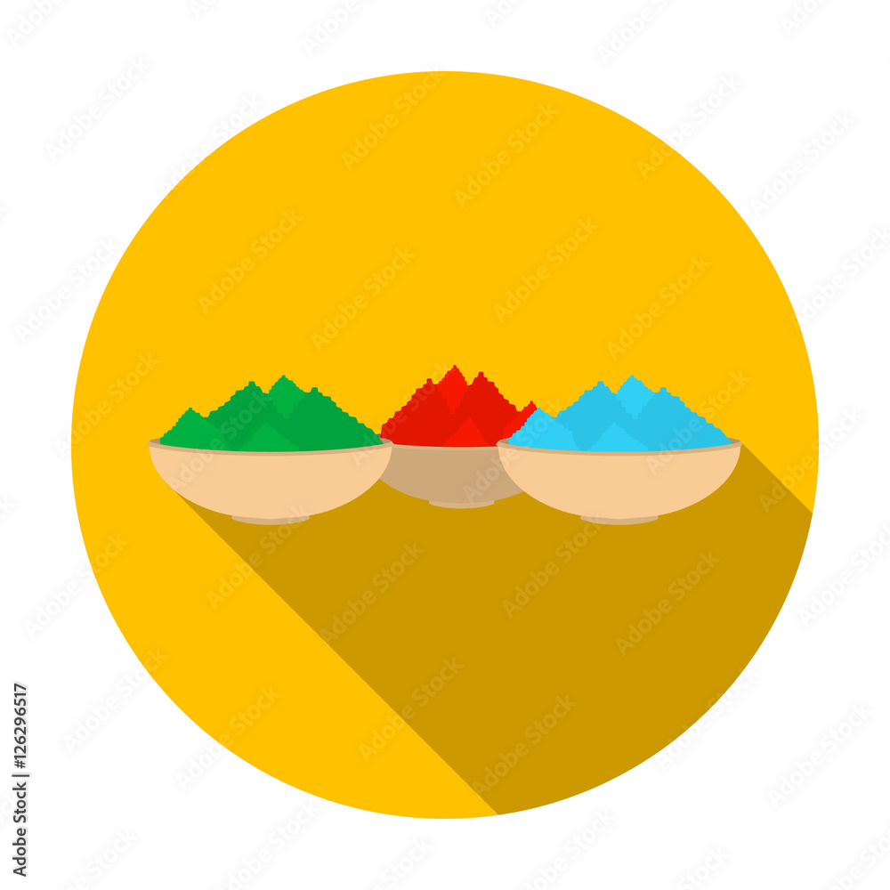Colorful powder icon in flat style isolated on white background. India ...