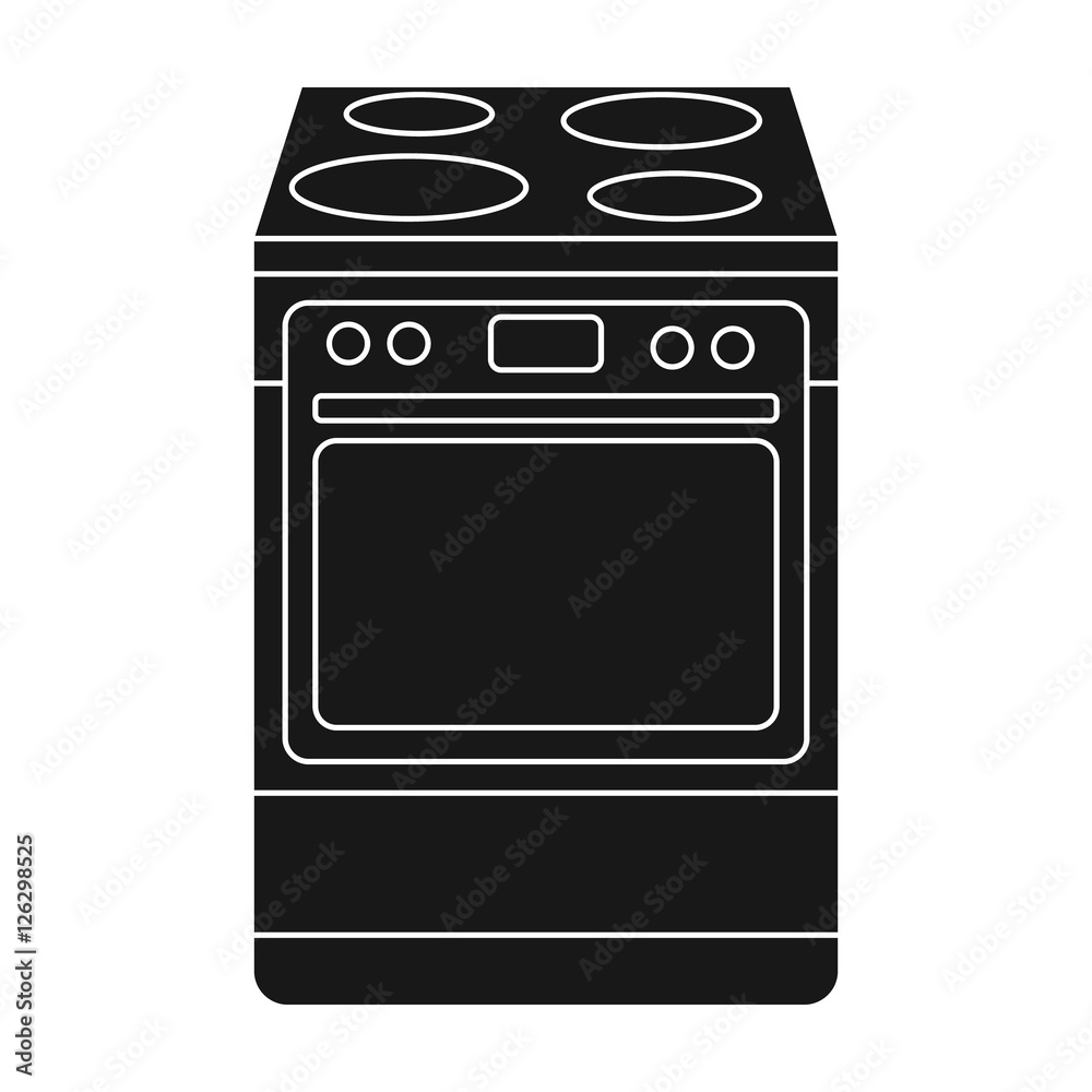 Kitchen stove icon in black style isolated on white background. Kitchen ...