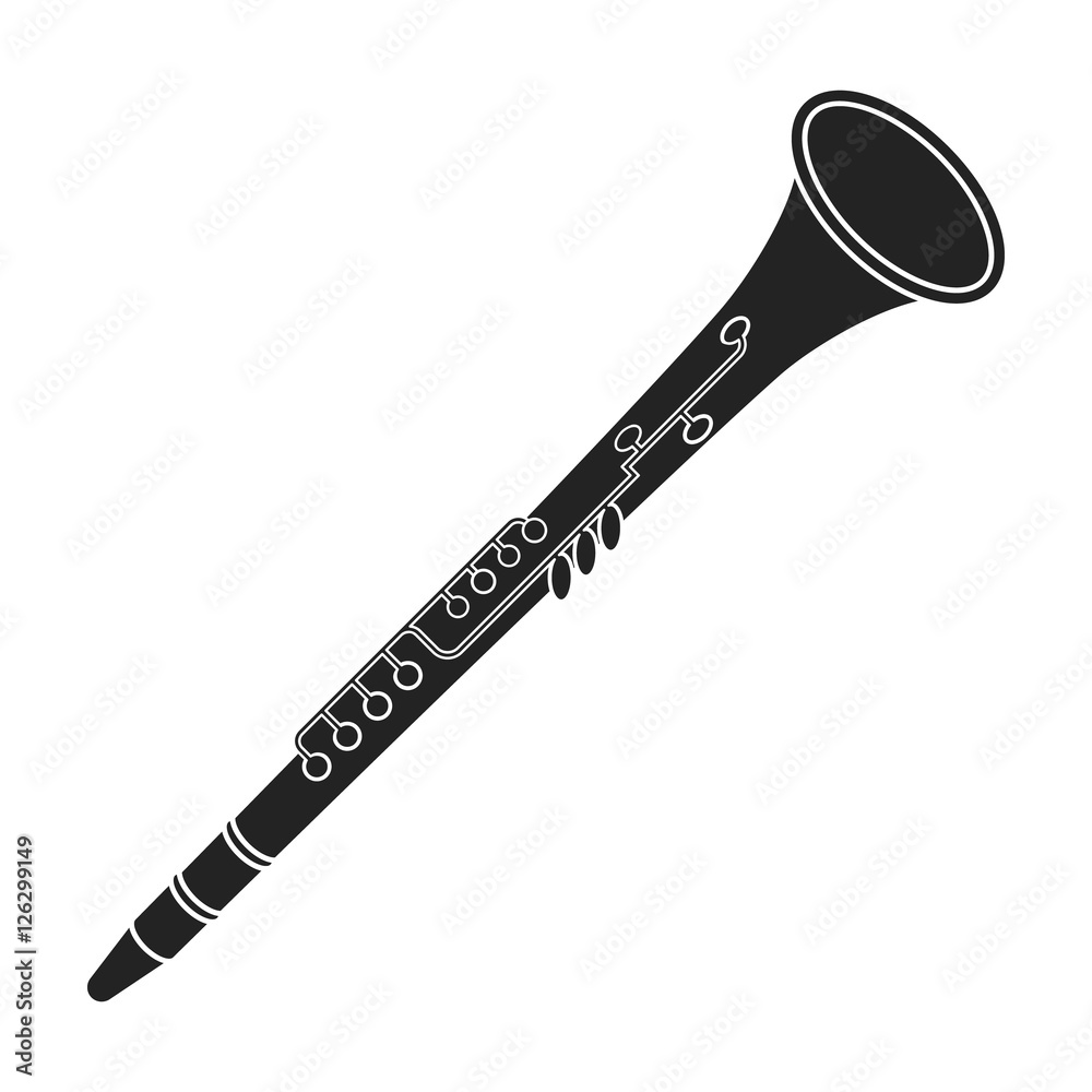 Oboe icon in black style isolated on white background. Musical ...