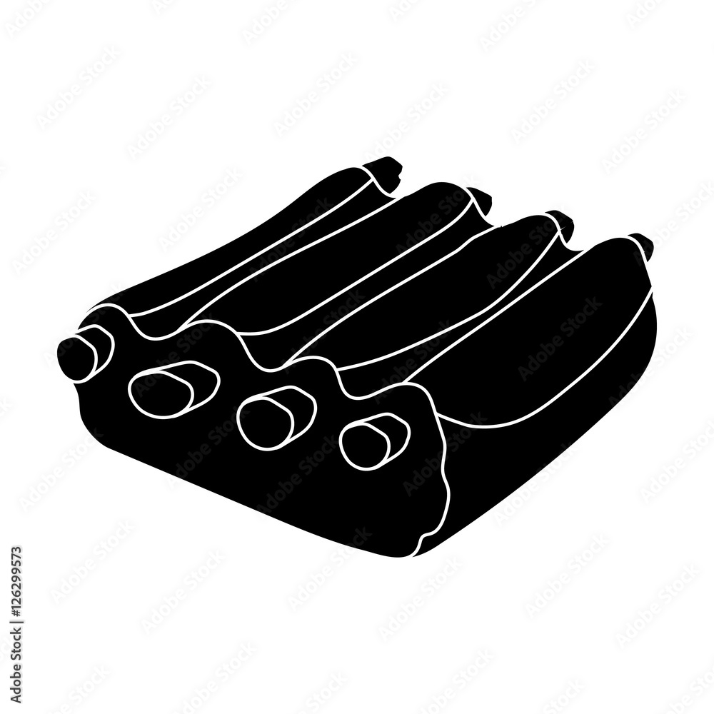 Pork ribs icon in black style isolated on white background. Meats ...