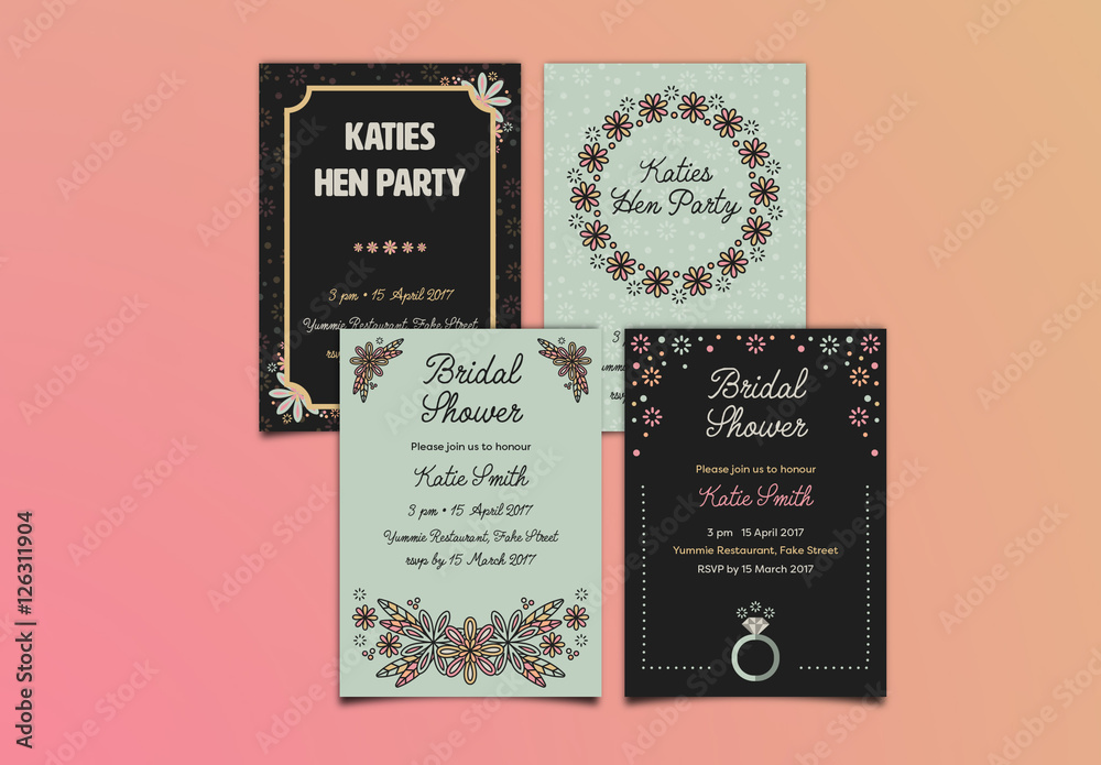 Hen/Bachelorette Party Invitation Layout 2 Stock Template | Adobe Stock
