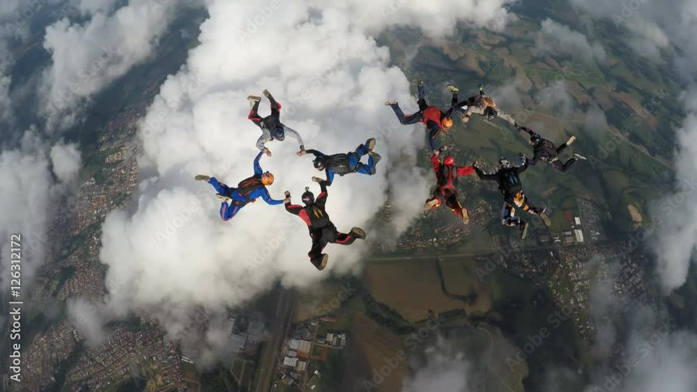 Skydiving big group of people Stock Video | Adobe Stock