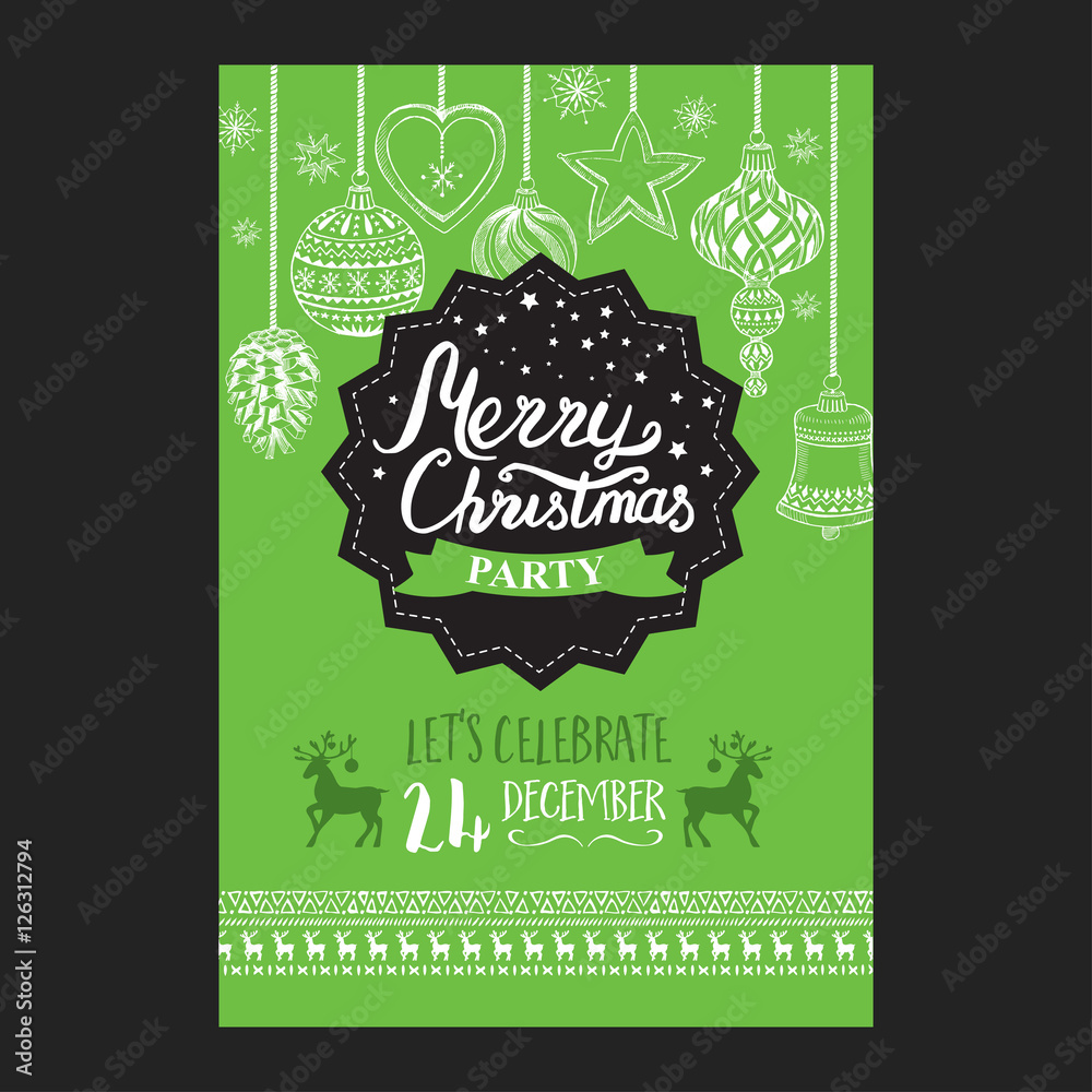 Christmas party invitation, food menu restaurant. Stock Vector | Adobe ...
