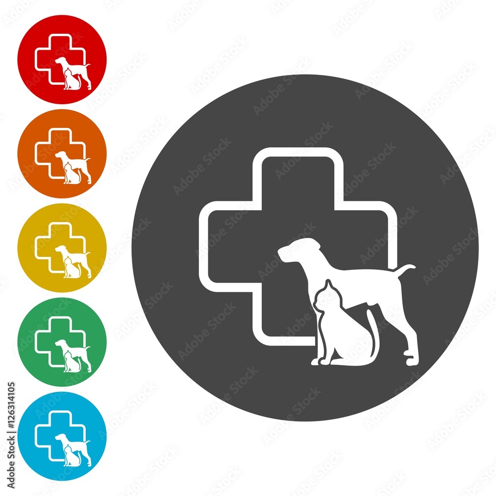 Veterinary icon with medicine symbol set Stock Vector | Adobe Stock