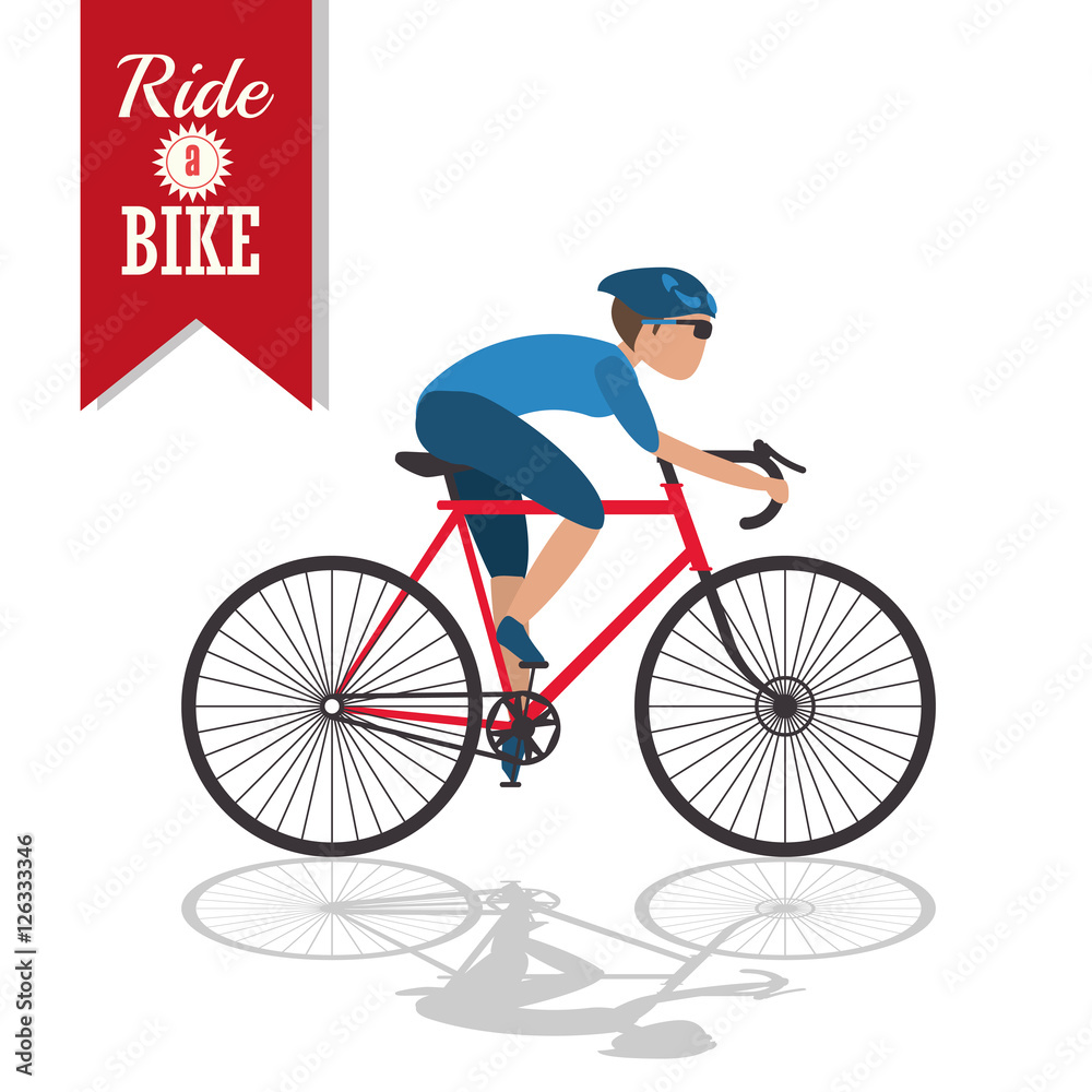 Isolated man riding bike icon. Healthy lifestyle racing ride and sport ...