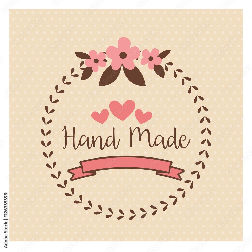 Hand Made label, handmade crafts workshop, vector illustration Stock ...