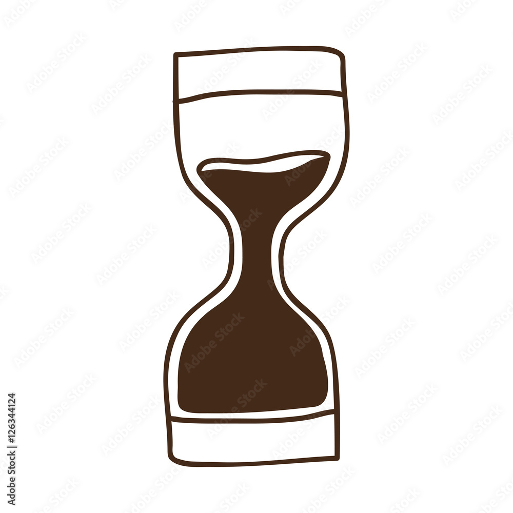 sandclock time device icon over white background. draw design. vector ...