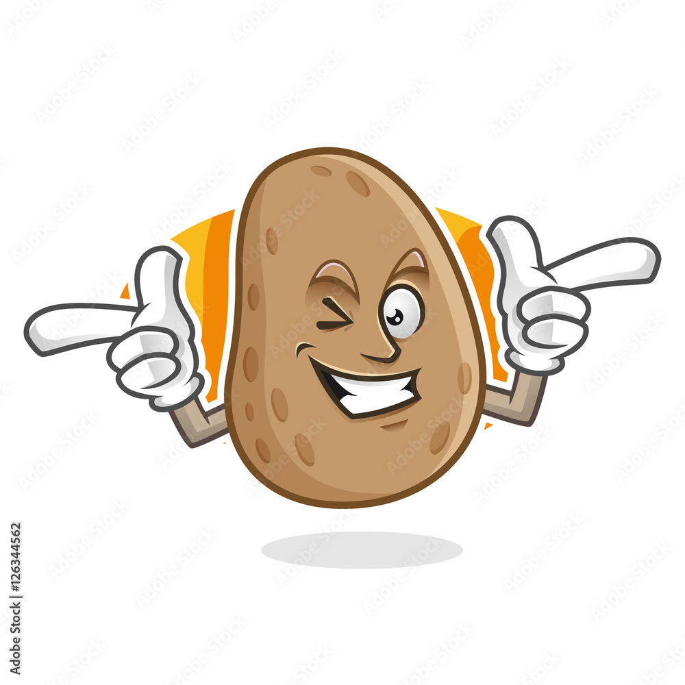 Funky wink potato mascot, potato character, potato cartoon Stock Vector ...