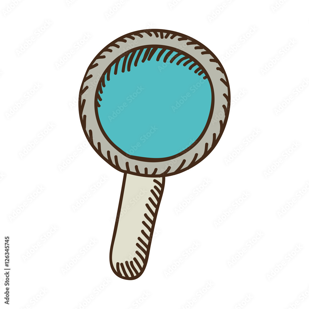 magnifying glass tool icon over white background. draw design. vector ...