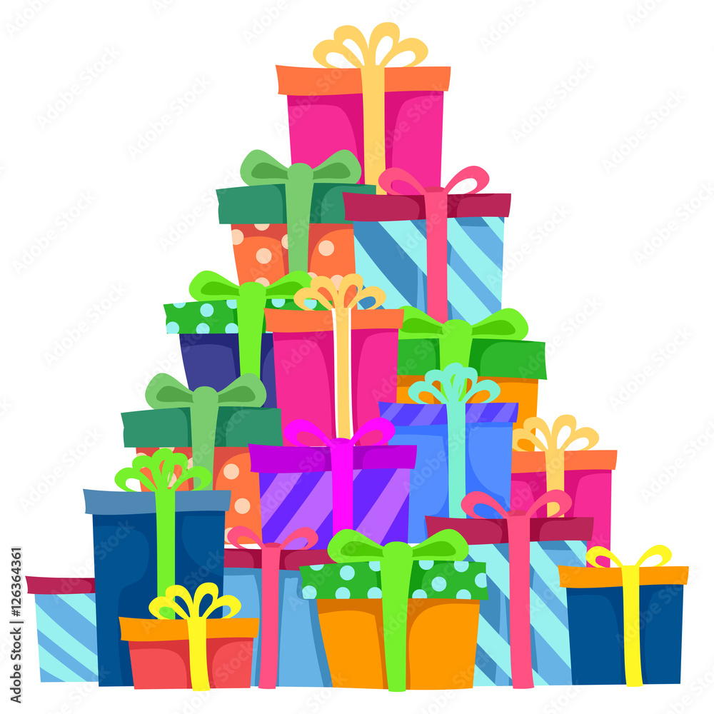 Vector Illustration of Pile of Colorful Gifts Stock Vector | Adobe Stock