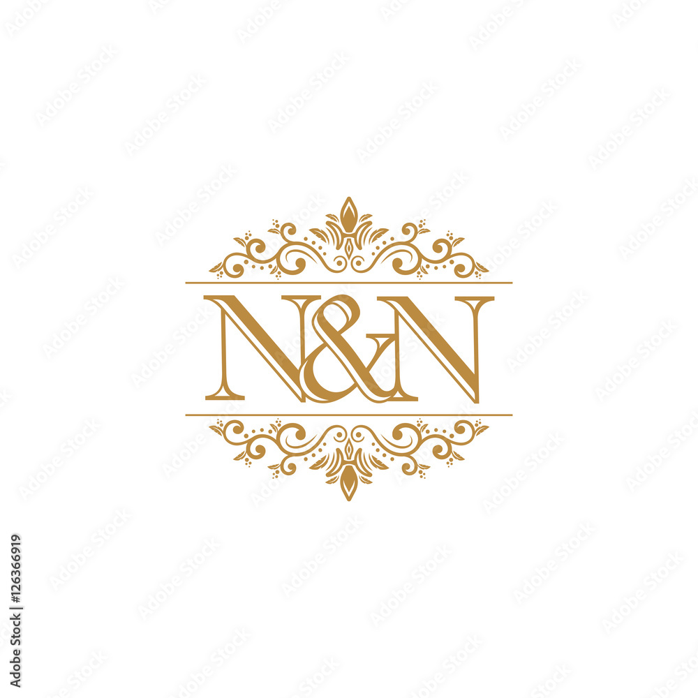 N&N Initial logo. Ornament gold Stock Vector | Adobe Stock