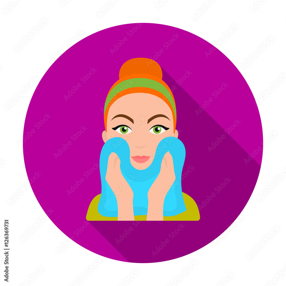 Cleaning of face skin icon in flat style isolated on white background ...