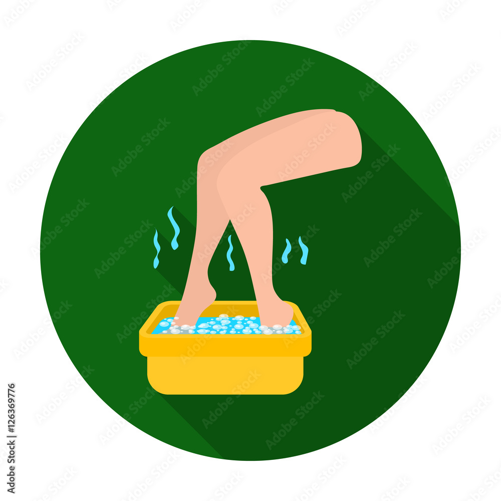 Foot bath icon in flat style isolated on white background. Skin care ...
