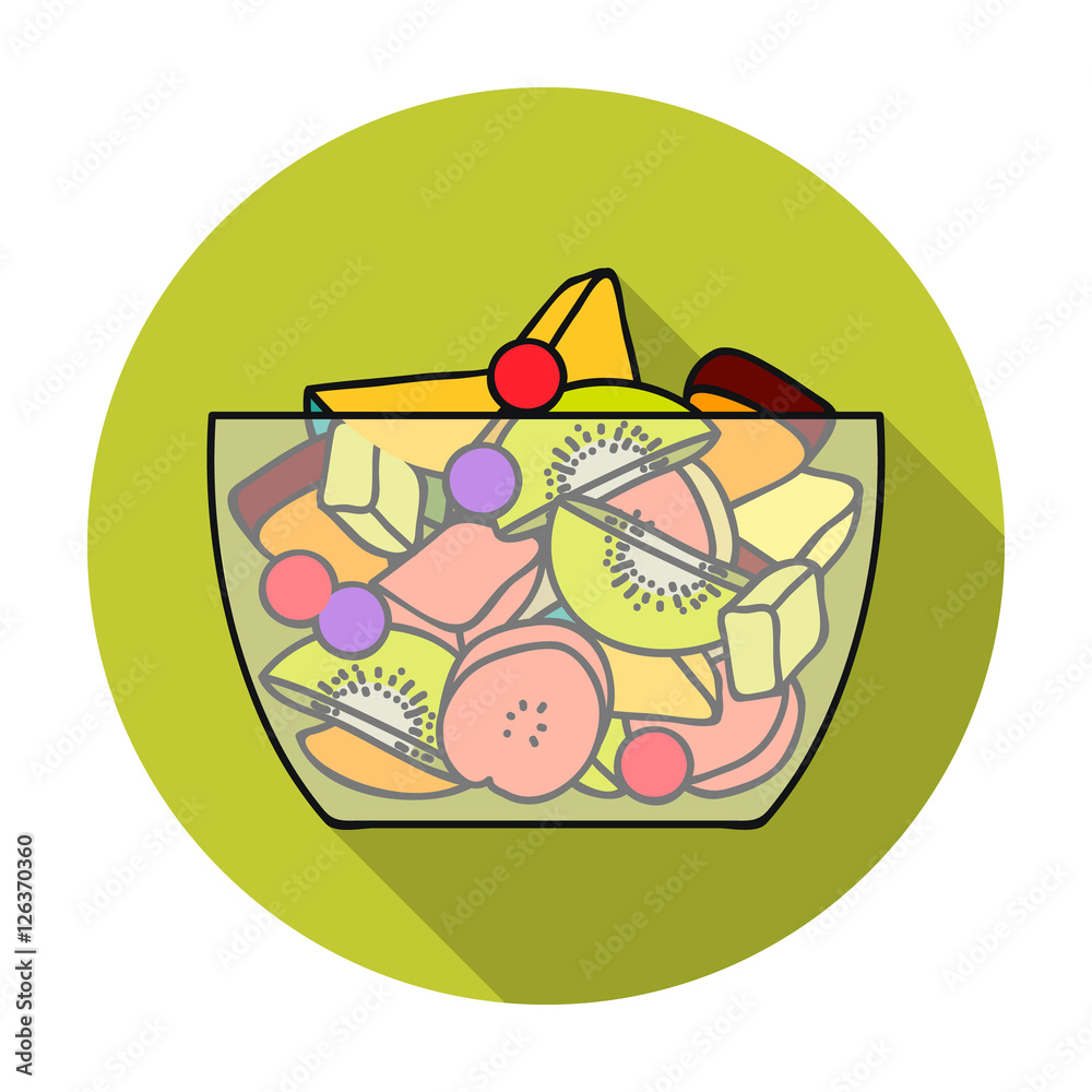 Fruit salad icon in flat style isolated on white background. Sport and ...