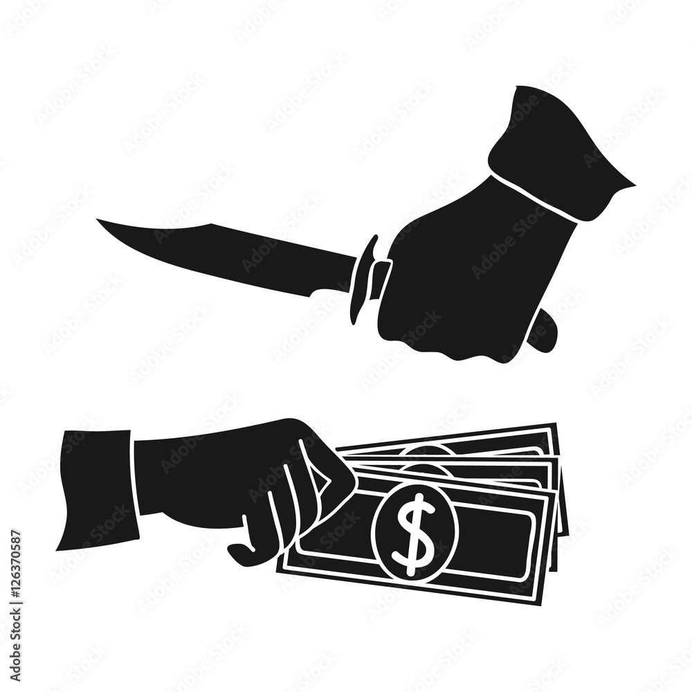 Robbery icon in black style isolated on white background. Crime symbol ...