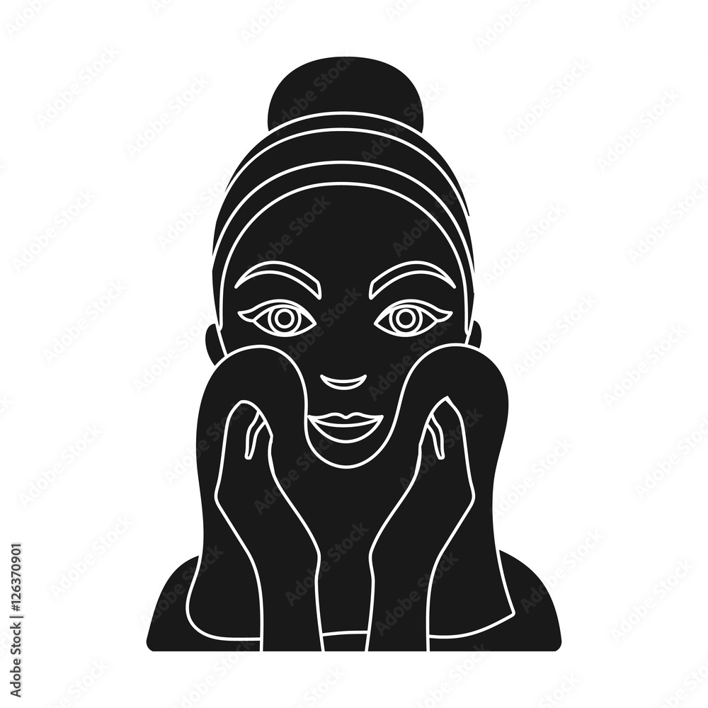 Cleaning of face skin icon in black style isolated on white background ...