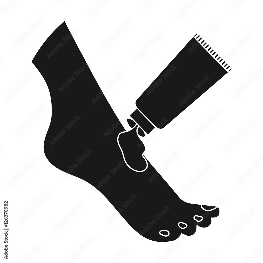 Cream for feet icon in black style isolated on white background. Skin ...