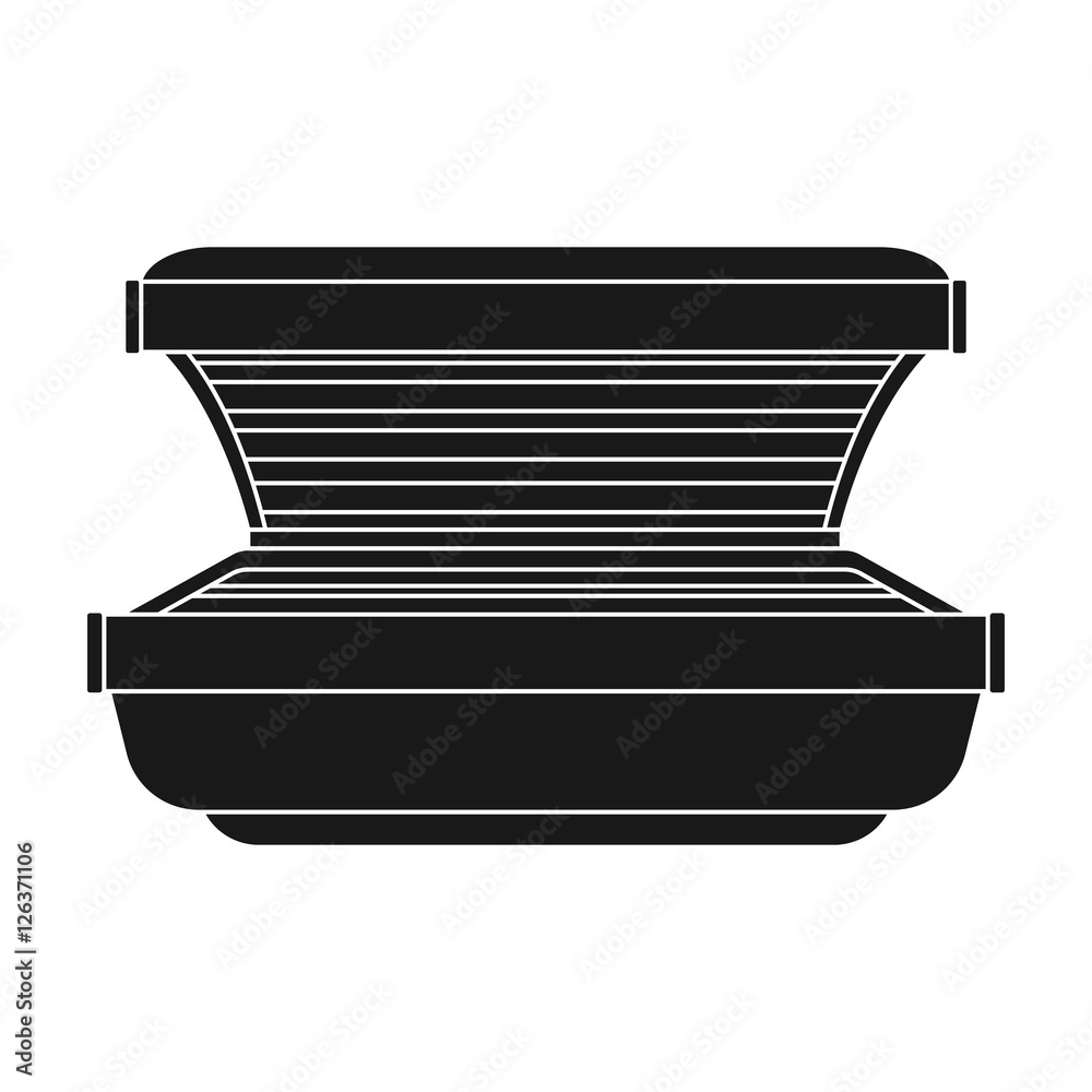 Tanning bed icon in black style isolated on white background. Skin care ...