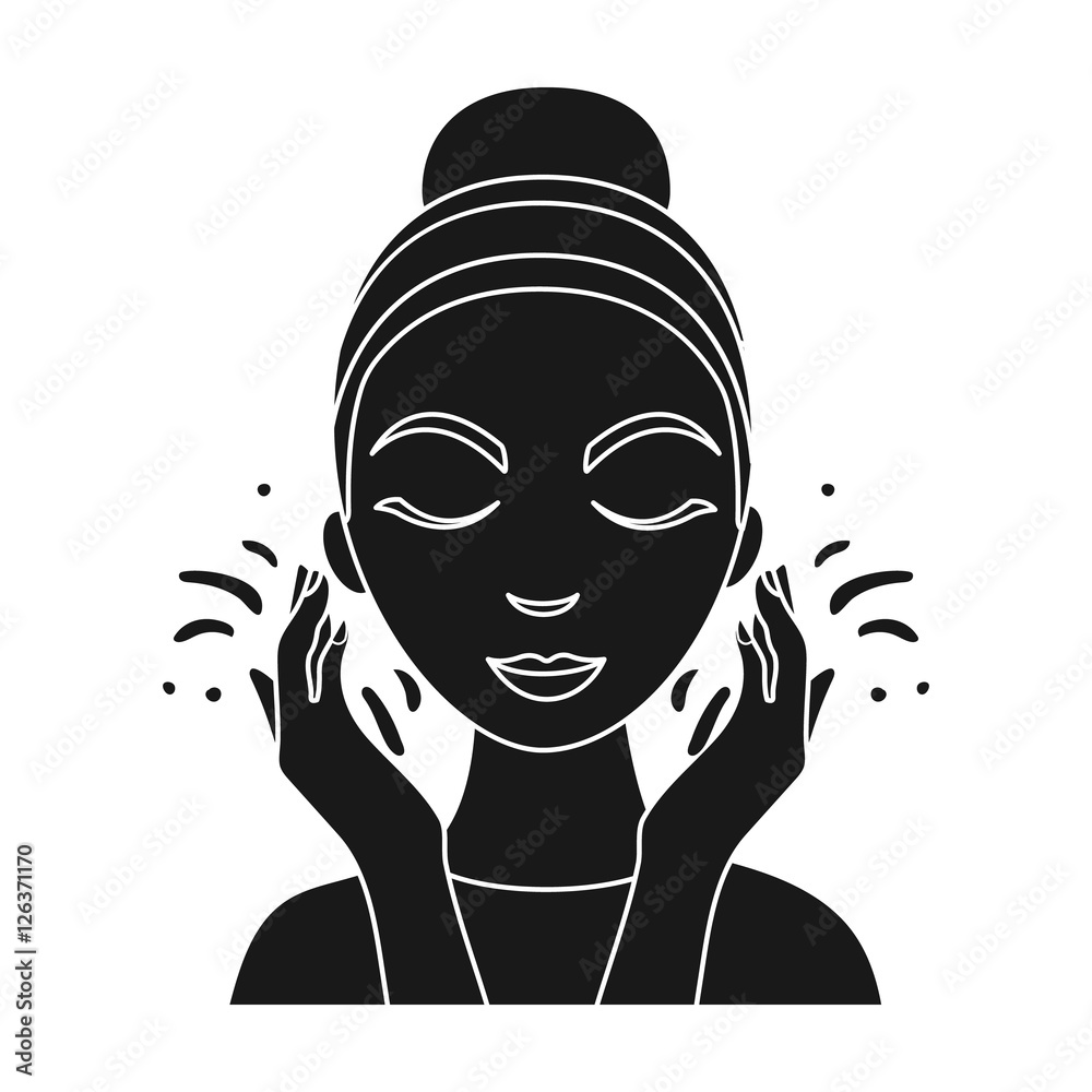 Face washing icon in black style isolated on white background. Skin ...
