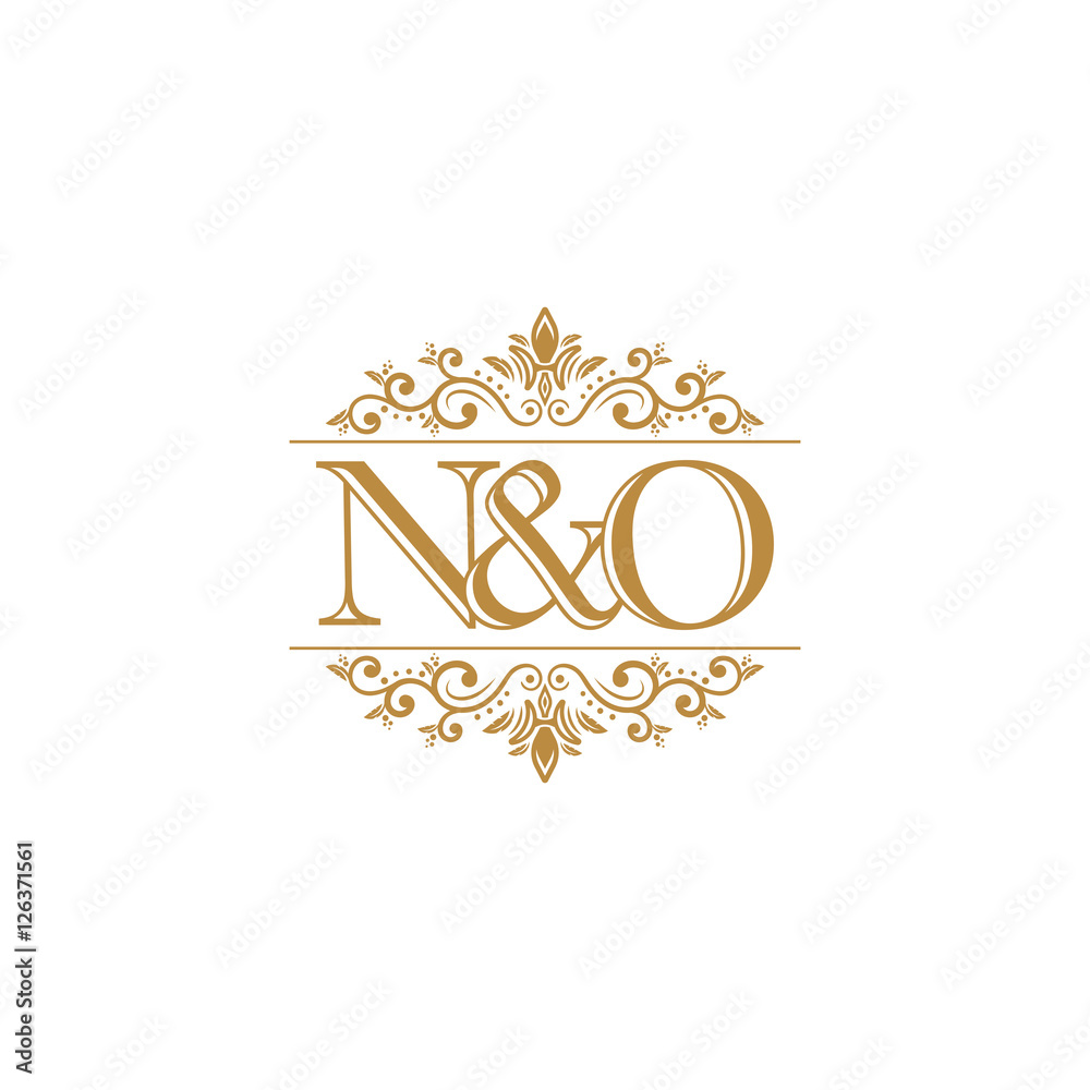 N&O Initial logo. Ornament gold Stock Vector | Adobe Stock