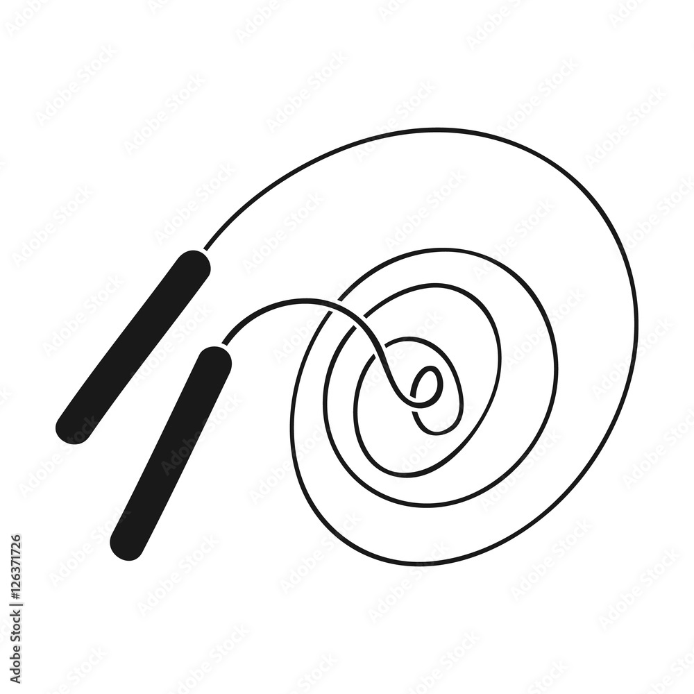 Jump rope icon in black style isolated on white background. Sport and ...