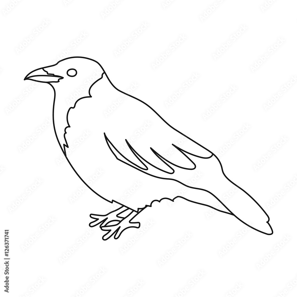 Crow icon in outline style isolated on white background. Bird symbol ...
