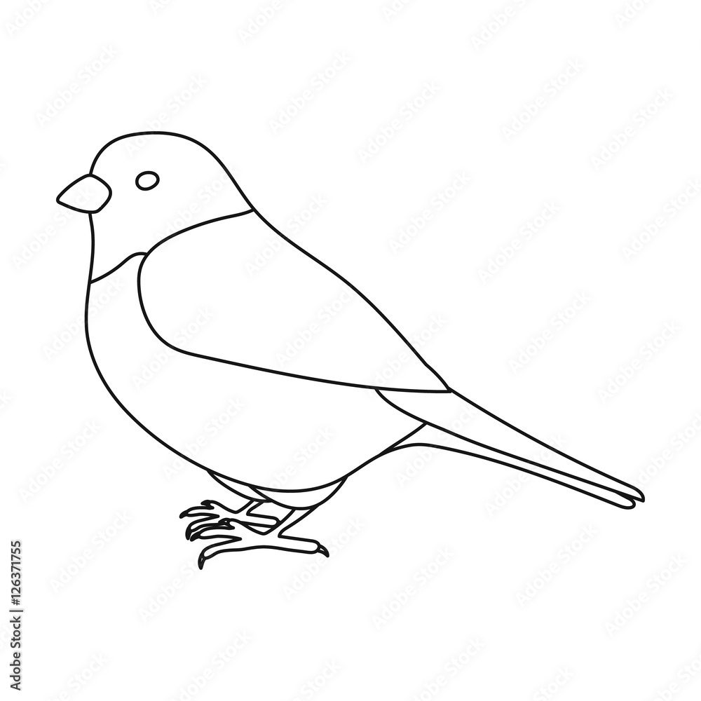 Sparrow icon in outline style isolated on white background. Bird symbol ...
