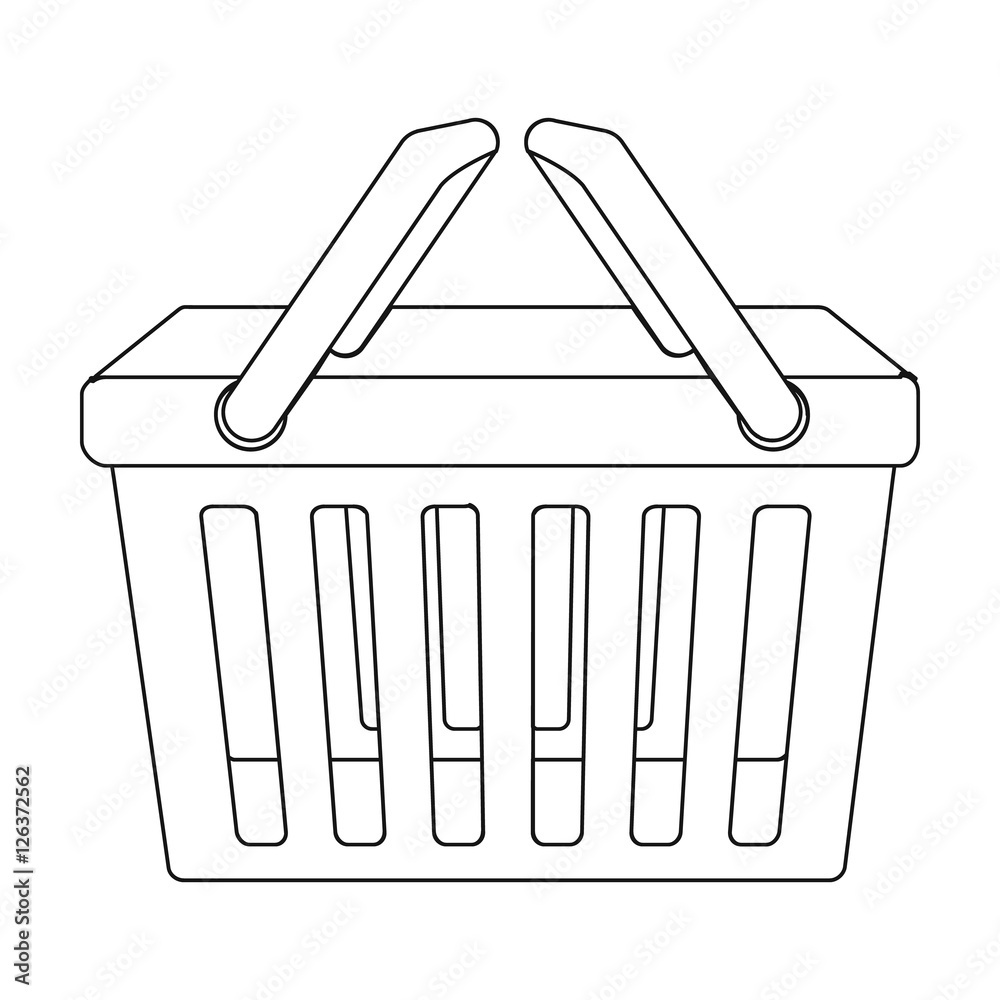 Shopping busket icon in outline style isolated on white background. E ...