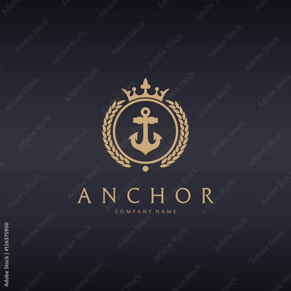 Luxury anchor logo template. Easy to edit, change size, color and text ...
