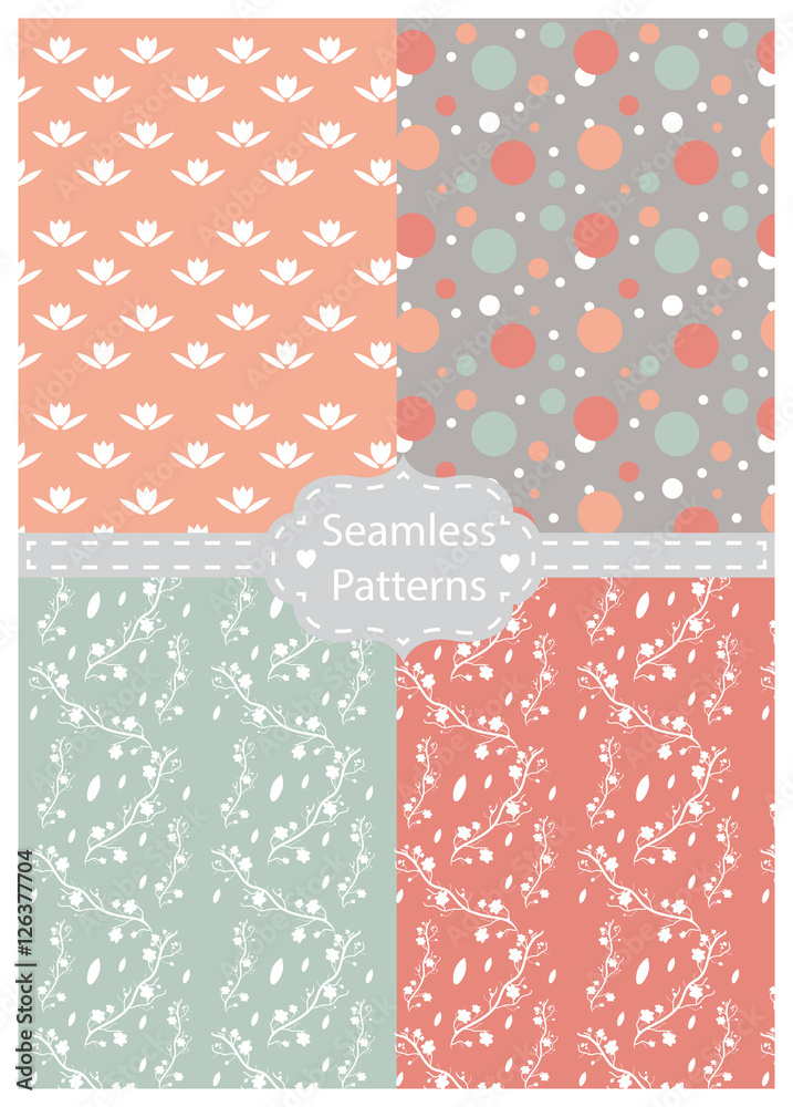 Cute/girly Seamless Pattern set Stock Vector | Adobe Stock