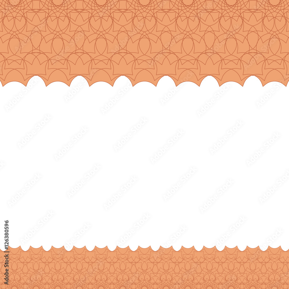 Border frame with beige lace contour on white (transparent) background ...