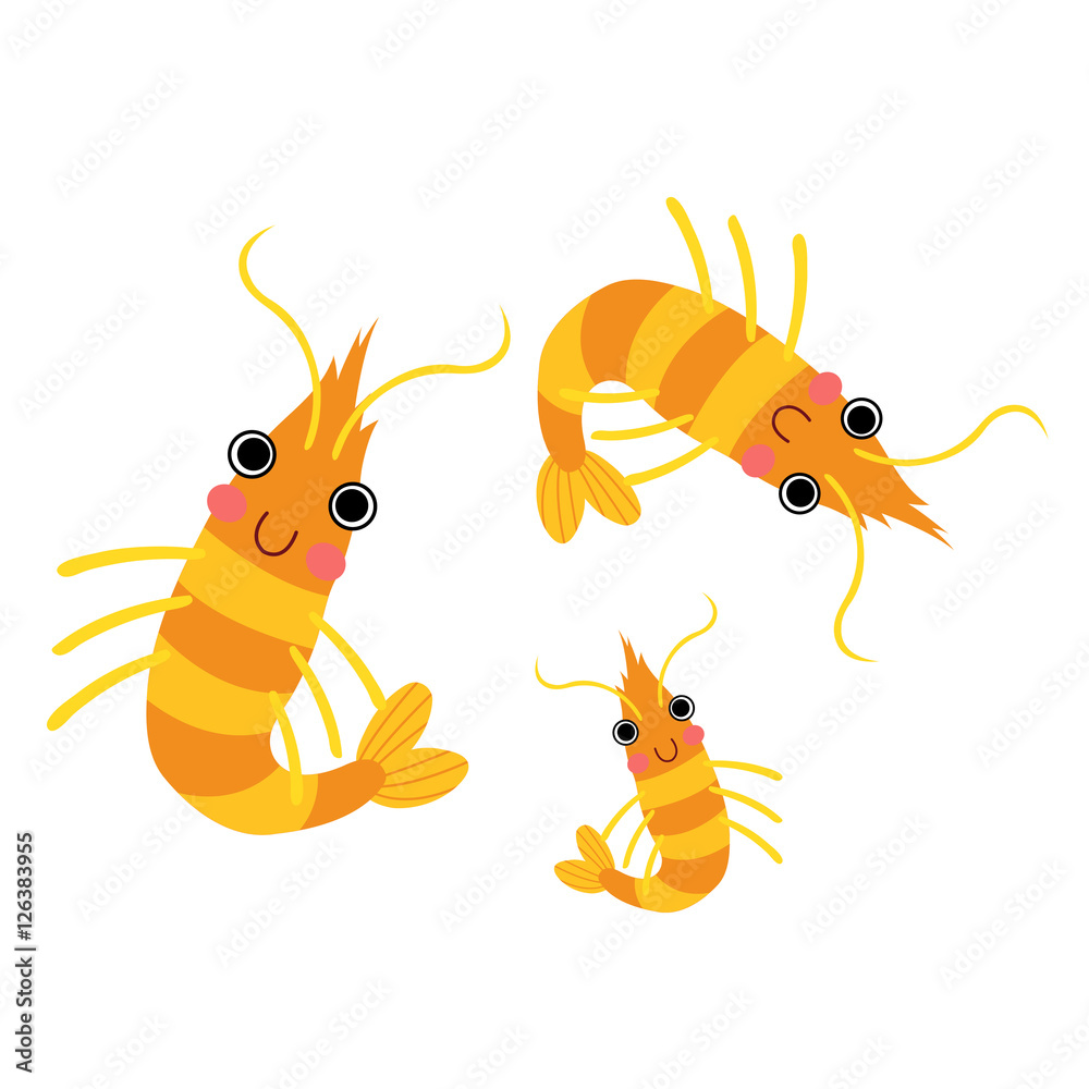 Krill animal cartoon character. Isolated on white background. Vector ...
