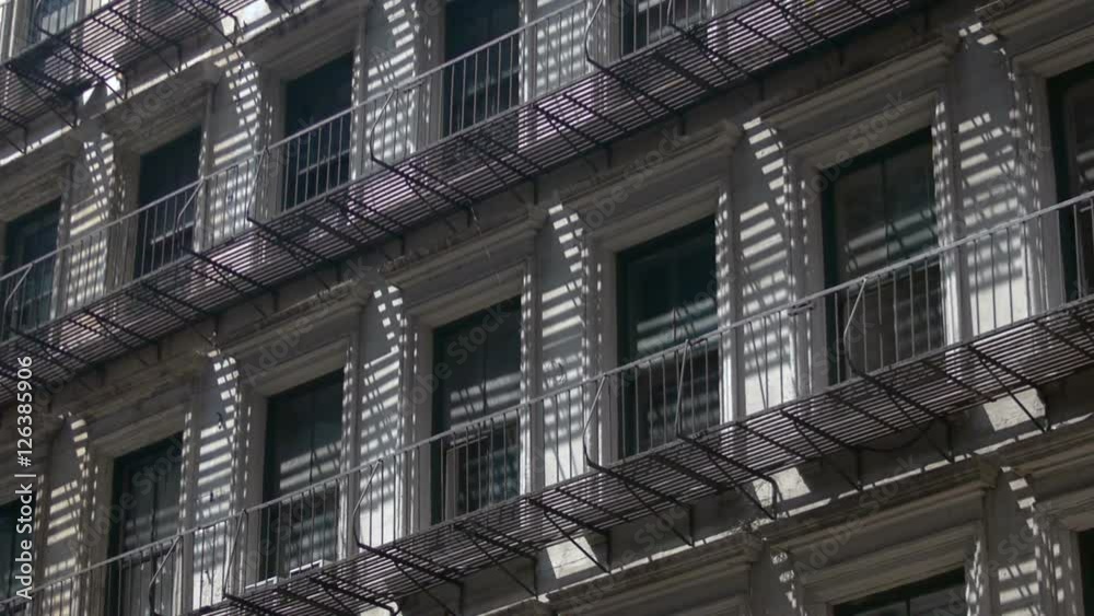 Shadow pattern on classic NY apartment building, close Stock Video ...