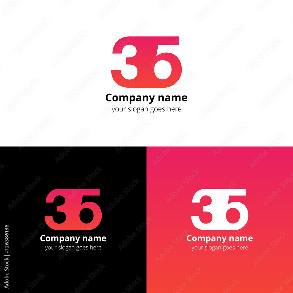 35 logo icon flat and vector design template. Monogram years numbers ...
